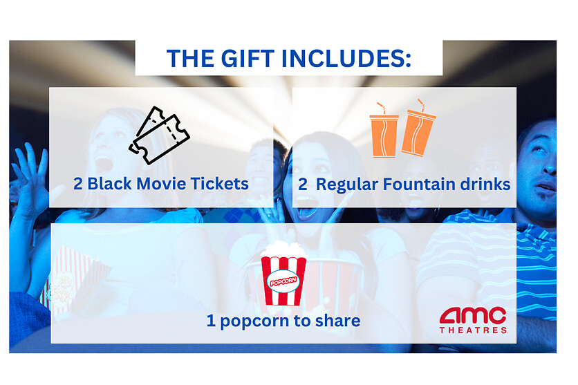 AMC Movie Gift Box for 2 | Tickets + Drinks & Popcorn | WONDERBOX