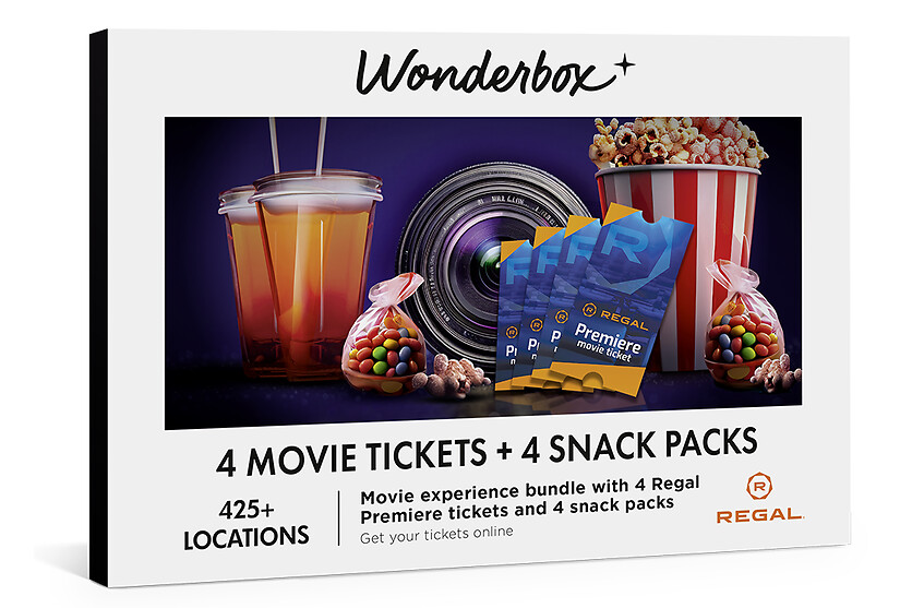 Gift Box REGAL Movie Bundle - 4 tickets + 4 snack packs | WONDERBOX